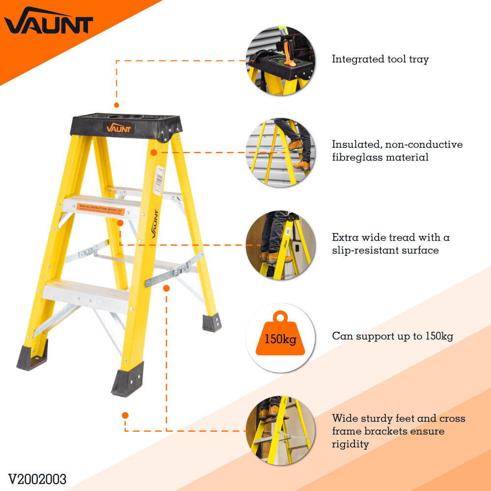 3 Tread Fibreglass Step Ladder – MILLCOT